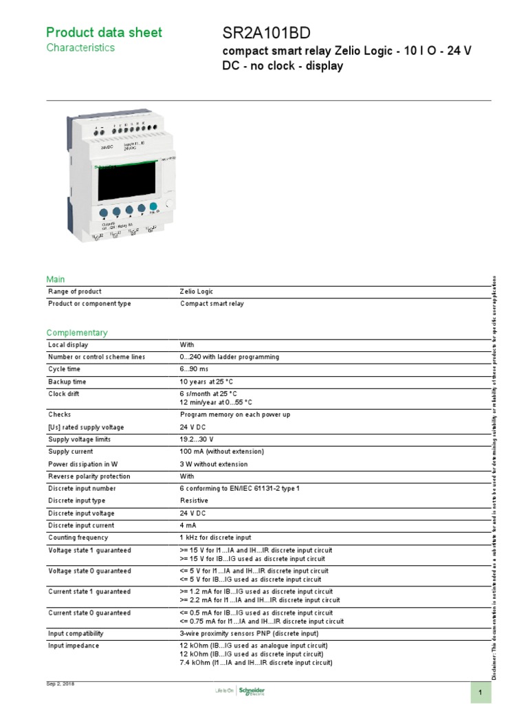 SR2A101BD: Product Data Sheet | PDF | Relay | Electrical Network