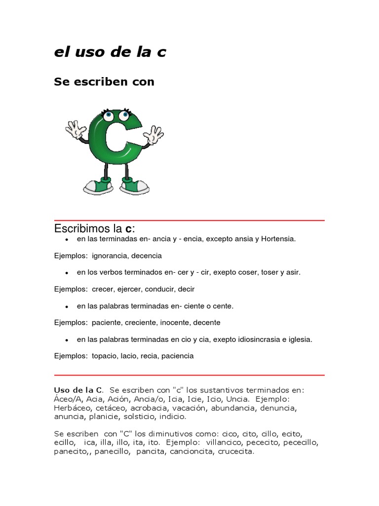 el uso de la c | Tipología Lingüística | Gramática