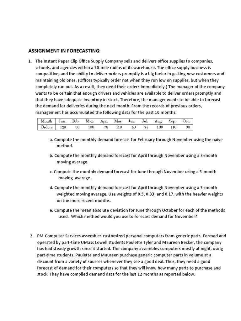 Assignment in Forecasting | PDF | Forecasting | Moving Average