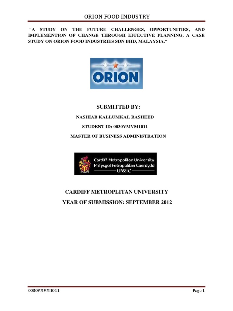 Major Project - Ics, Orion Food Industry | PDF | Marketing | Foods