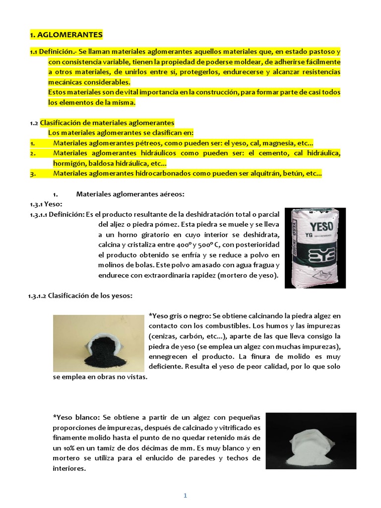 Tipos de Aglomerantes | PDF | Hormigón | Cemento