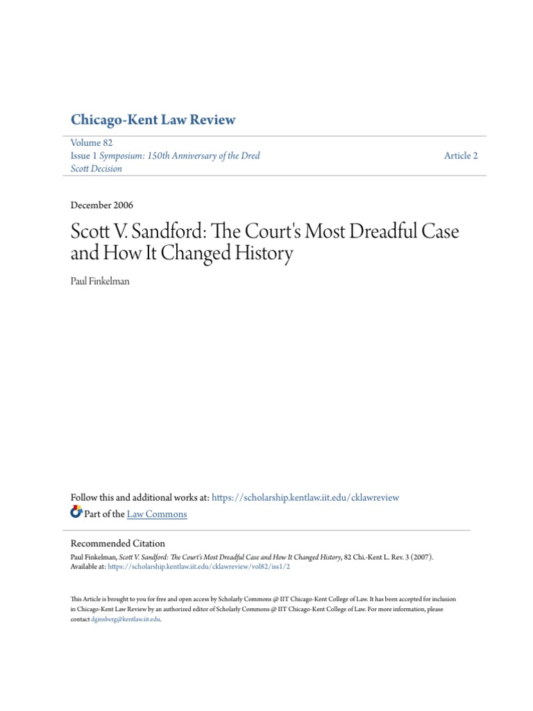 Dred Scott's Impact on History | PDF | Dred Scott V. Sandford | Roger B ...