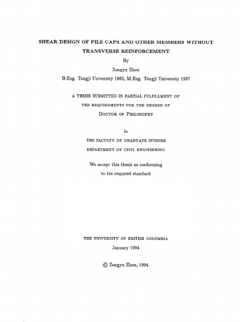 Shear Design of Pile Caps Thesis 1982 PDF | PDF | Stress (Mechanics ...