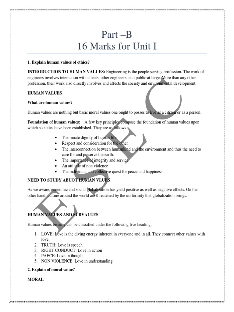 PEE Unit 1 | PDF | Integrity | Service Learning
