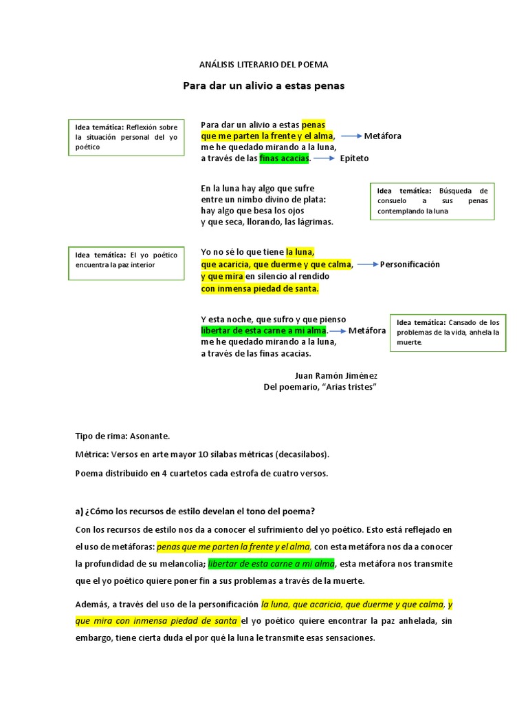 Análisis Literario Del Poema | PDF | Metro (poesía) | Poesía