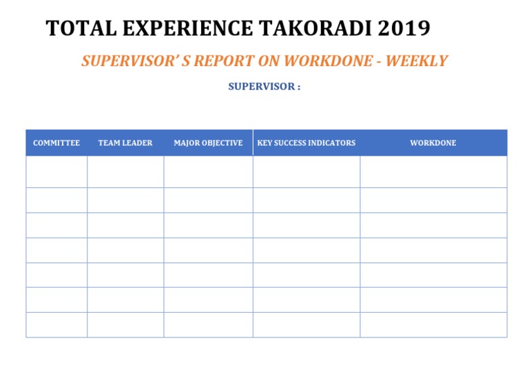 Supervisor's Weekly Report | PDF