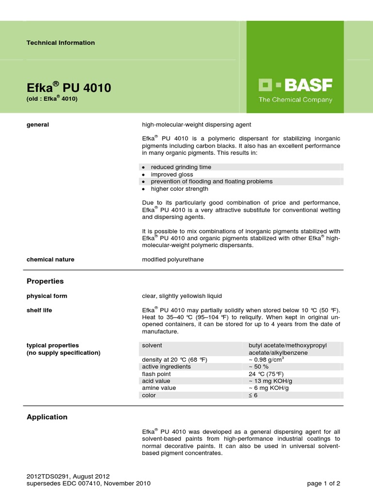 Efka Pu 4010 | PDF | Polyurethane | Pigment