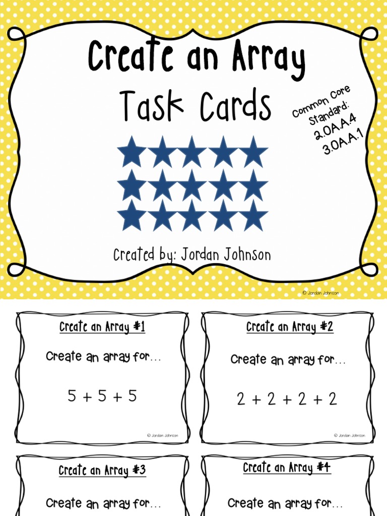 Create An Array Task Cards: Created By: Jordan Johnson | PDF ...