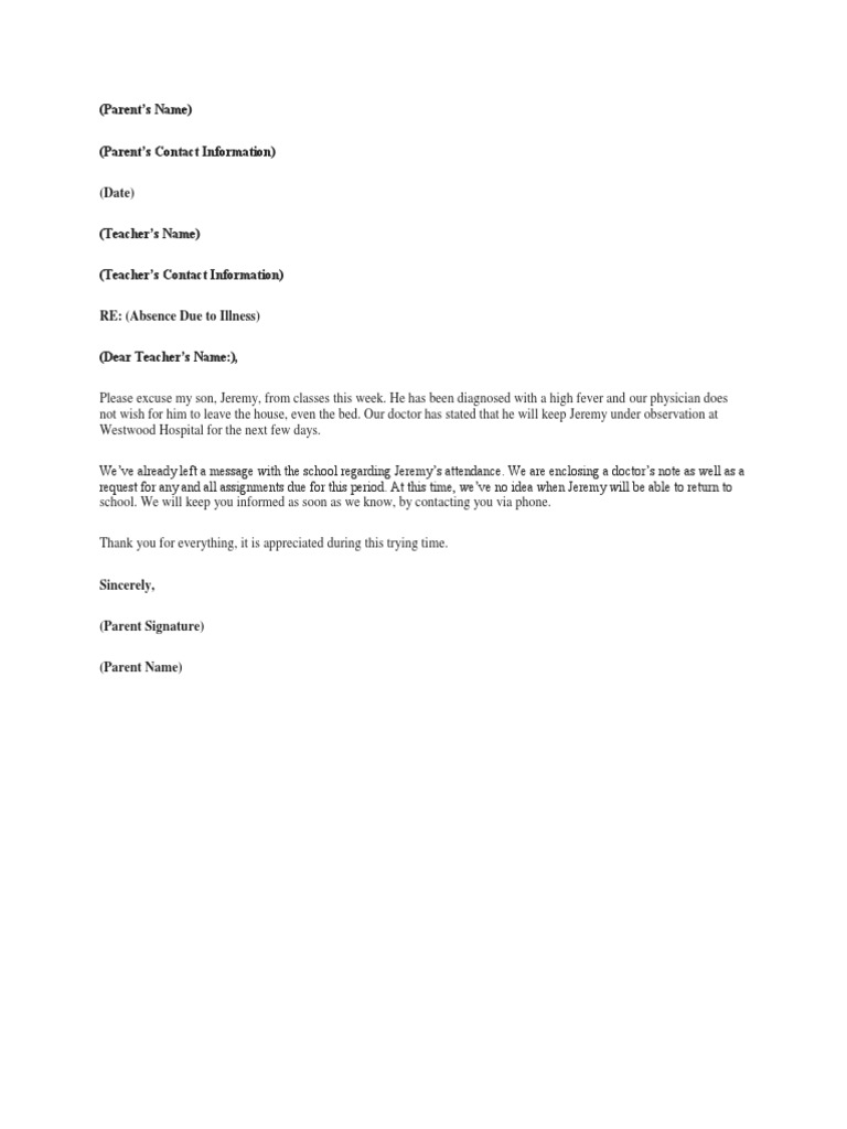 Excuse Letter Sample | PDF