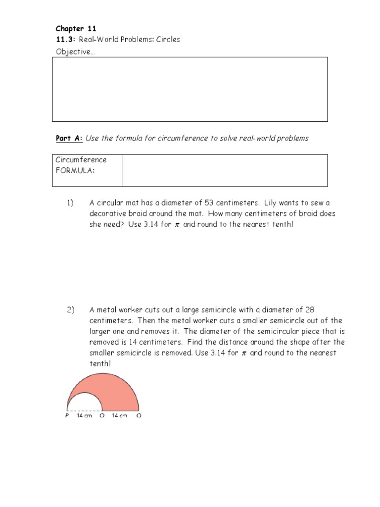 Real-World Circle Problems and Solutions | PDF | Area | Geometry