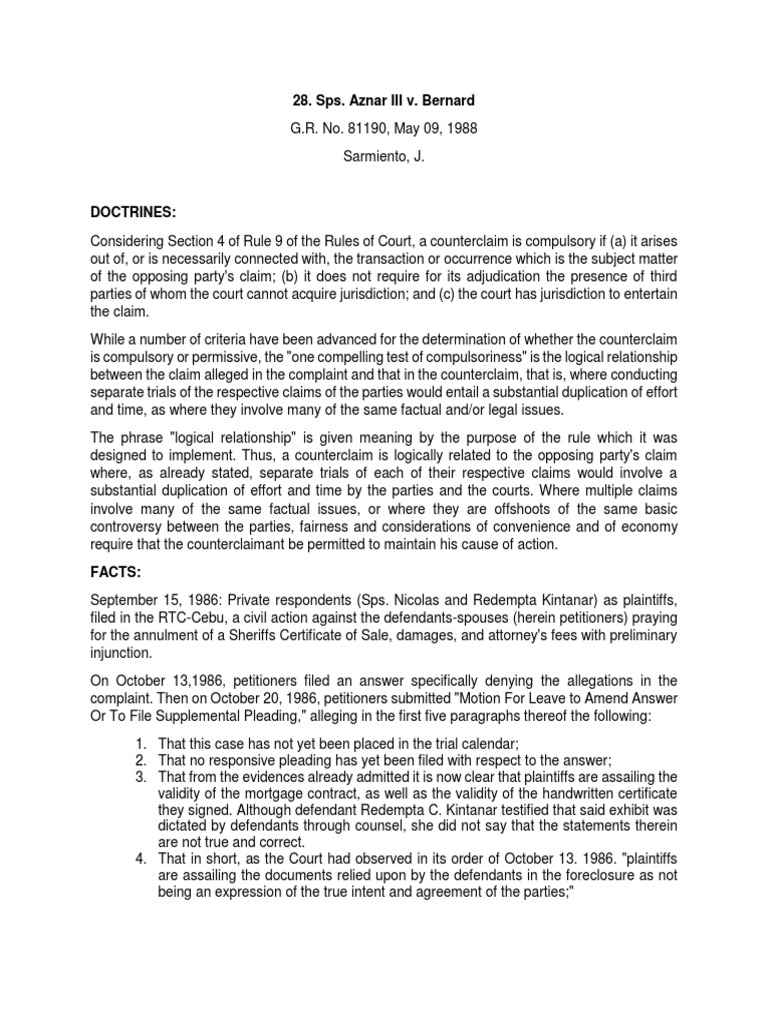 The Distinction Between an Amended Answer and a Supplemental Answer in ...