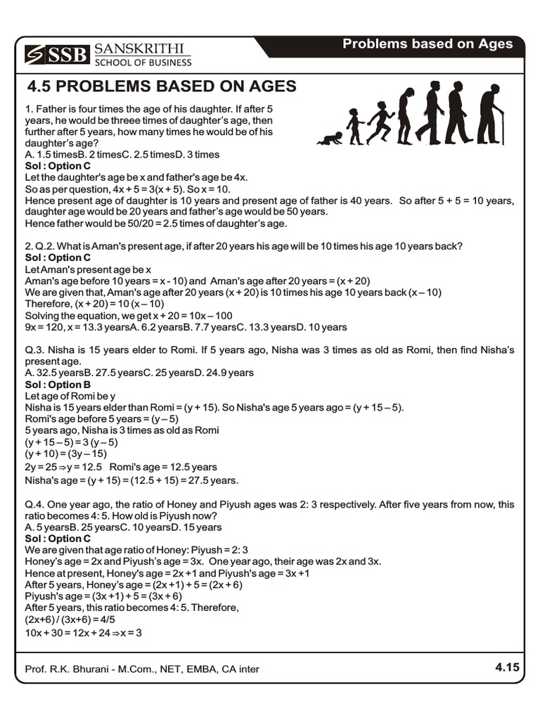 Problems Based On Ages | PDF | Equations | Mathematical Objects