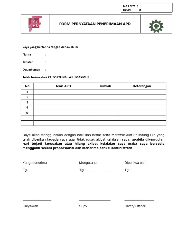 Form Penerimaan APD | PDF