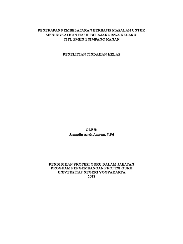 Kerangka Proposal PTK UNY | PDF