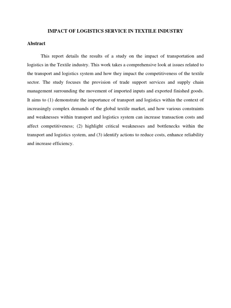 Logistics Impact on Textile Industry | PDF | Logistics | Spinning ...