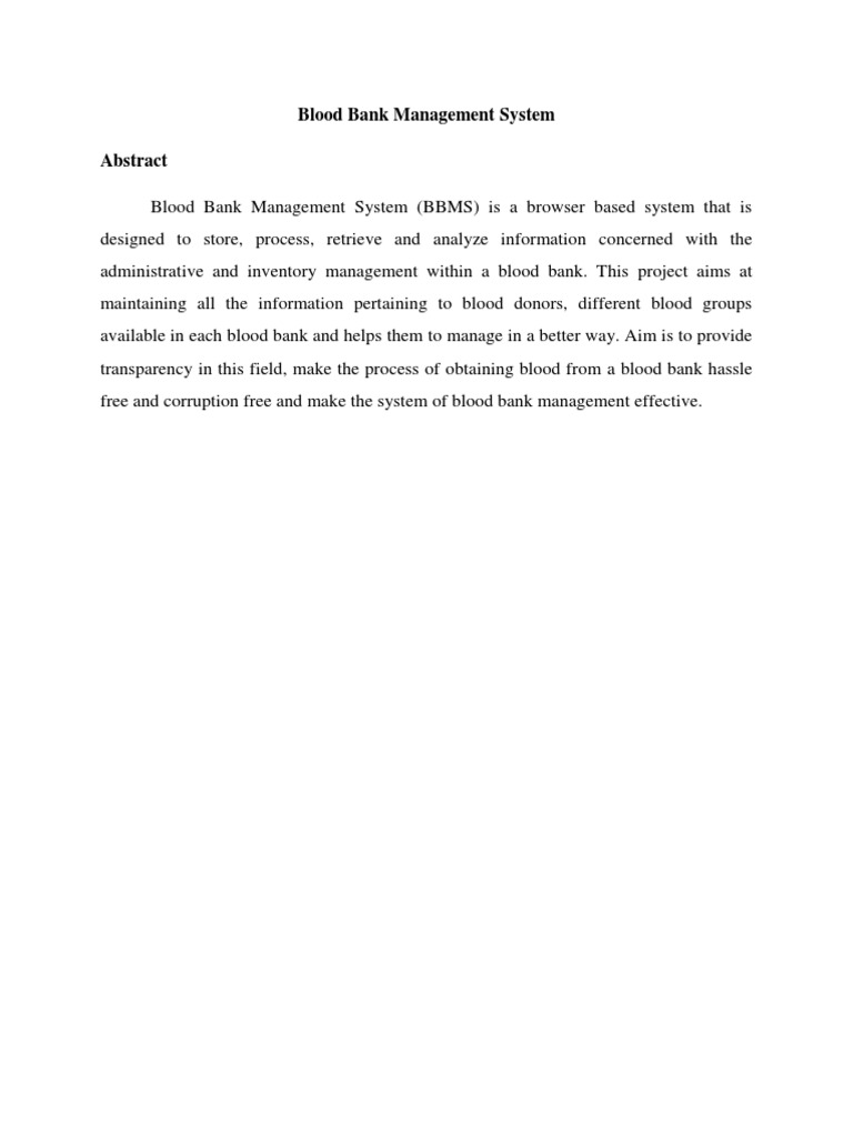 Blood Bank Management System | PDF | Blood Donation | Blood Type