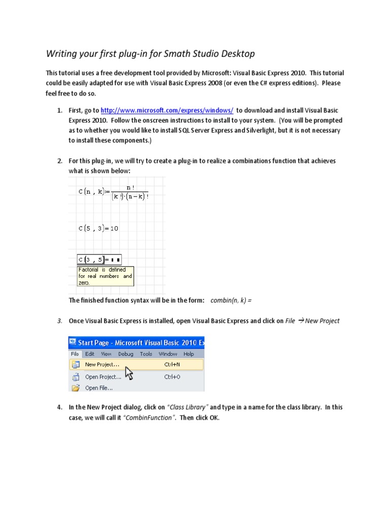 Tutorial On Creating Plugin For Smath | PDF | Microsoft Visual Studio | Computer Programming