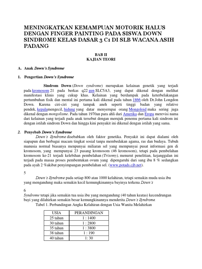 Meningkatkan Kemampuan Motorik Halus Dengan Finger Painting Pada Siswa Down Sindrome Kelas Dasar ...