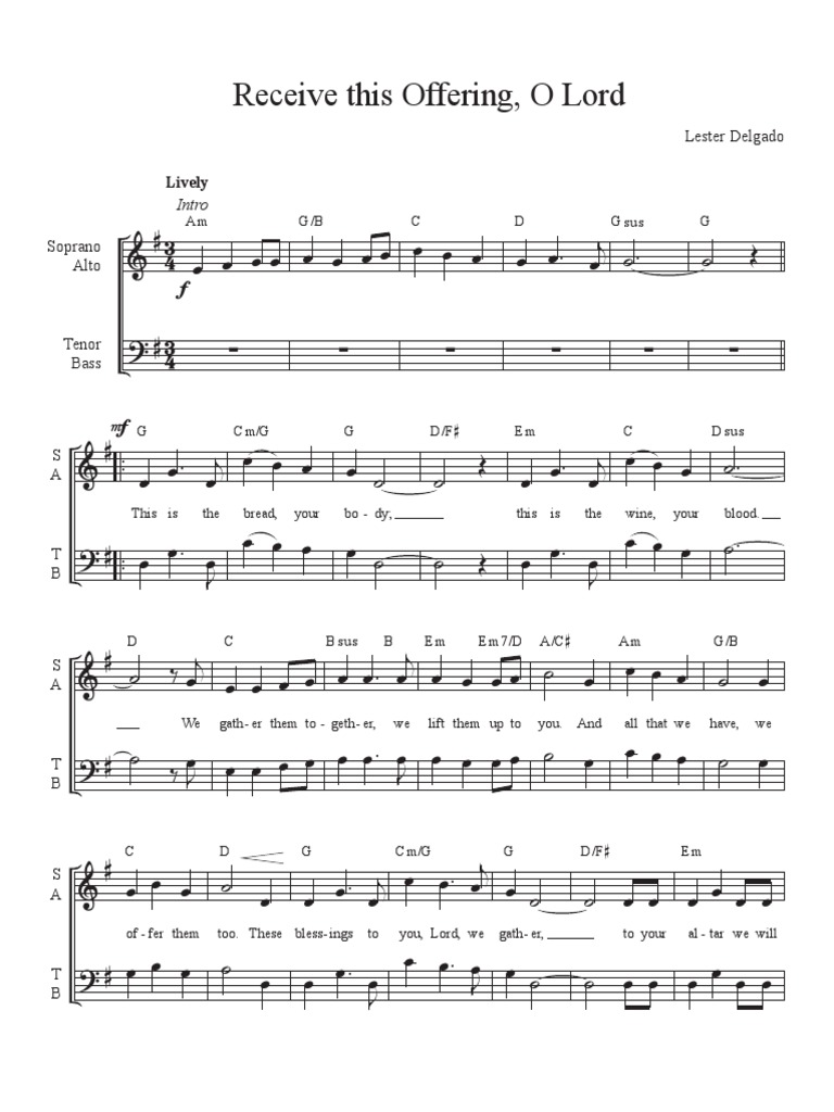 Receive This Offering, O Lord Lyrics | PDF | Vocal Music | Pitch (Music)