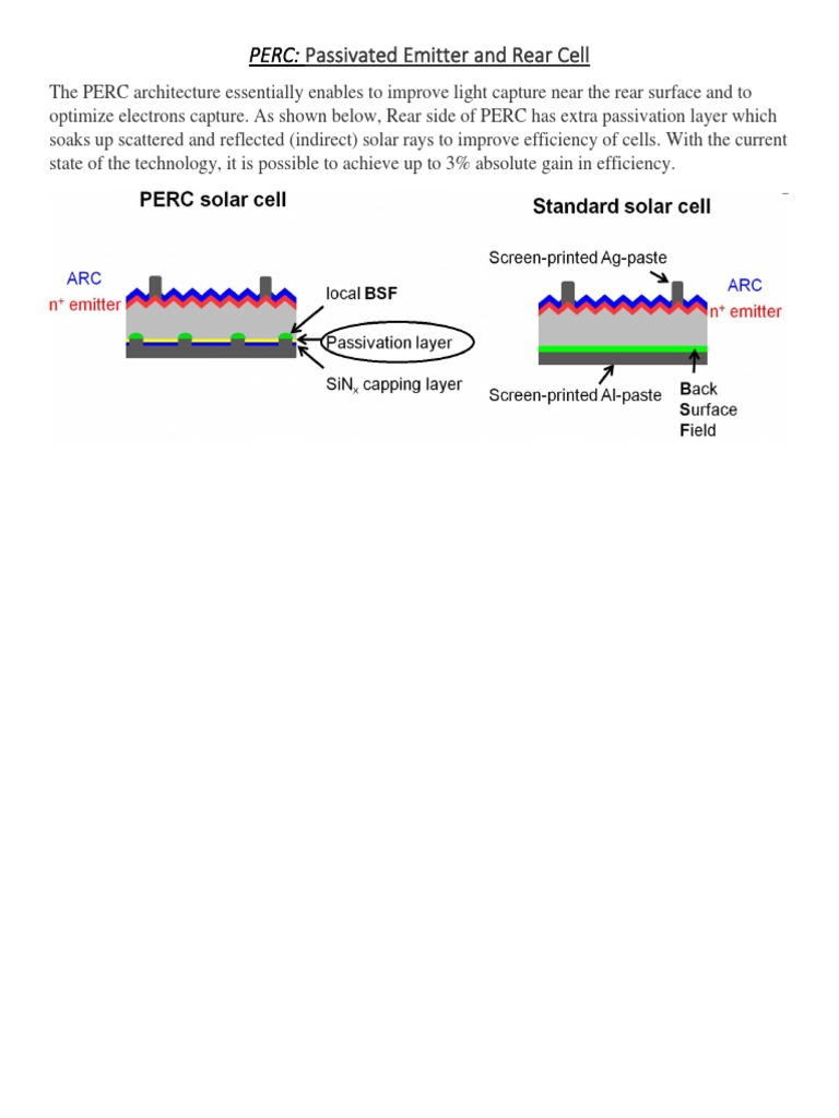 Perc:: Passivated Emitter and Rear Cell | Download Free PDF | Solar ...