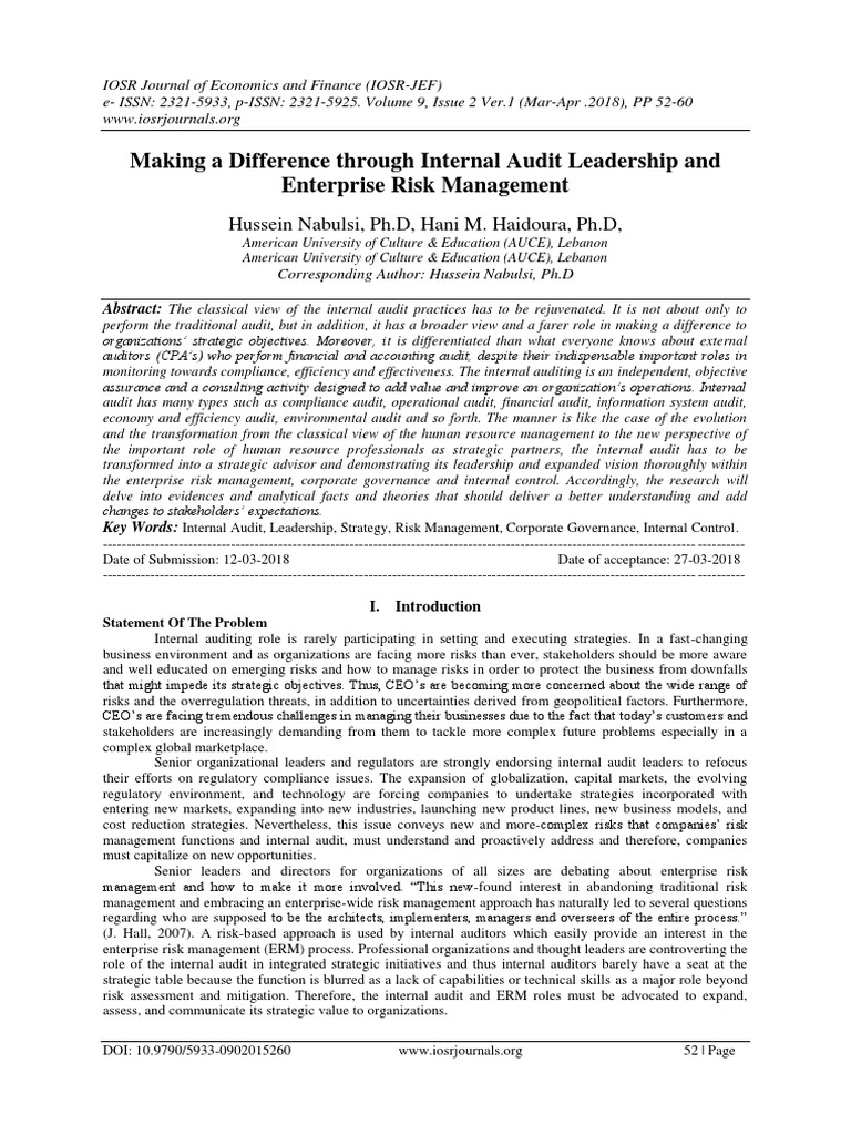 Making A Difference Through Internal Audit Leadership and Enterprise ...