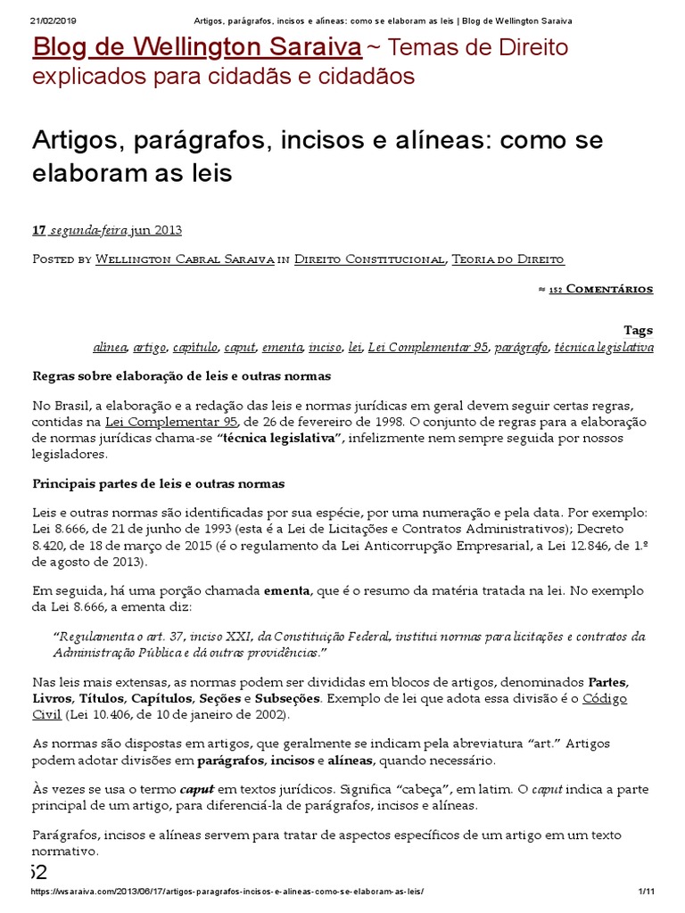 Artigos, Parágrafos, Incisos e Alíneas_ Como Se Elaboram as Leis ...