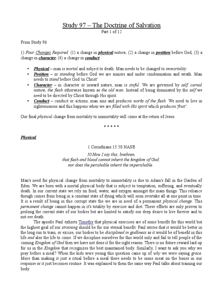 Study 97 - The Doctrine of Salvation | PDF | The Gospel | Jesus
