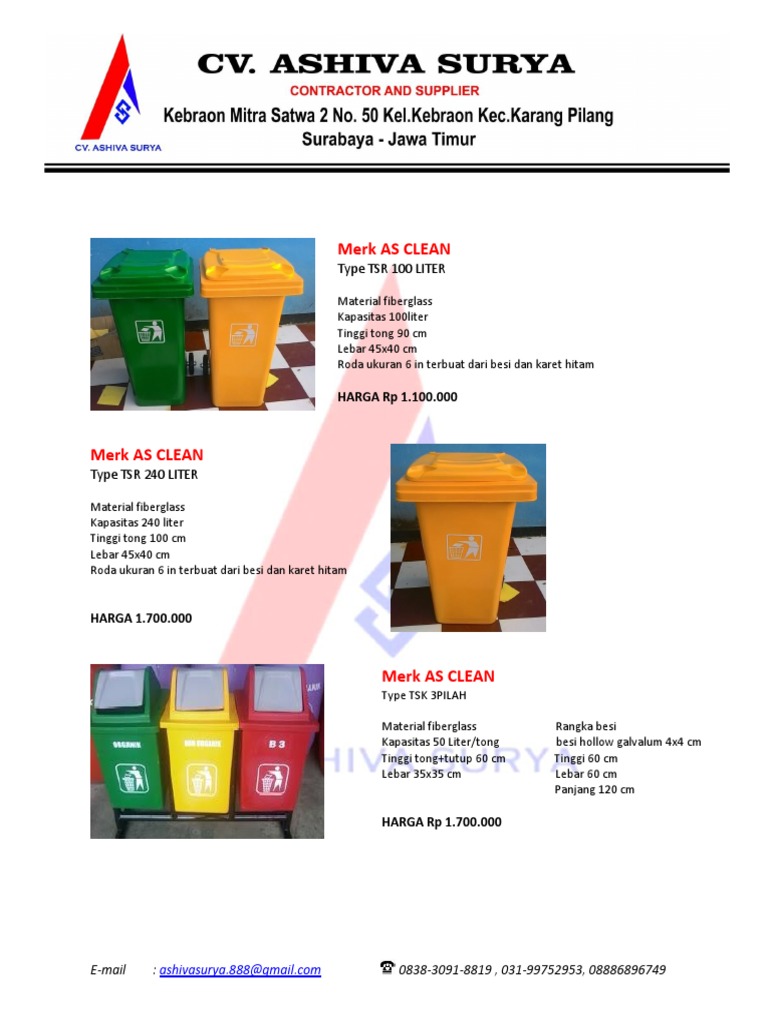 Merk As Clean: Type TSR 100 LITER | PDF | Chemical Substances ...