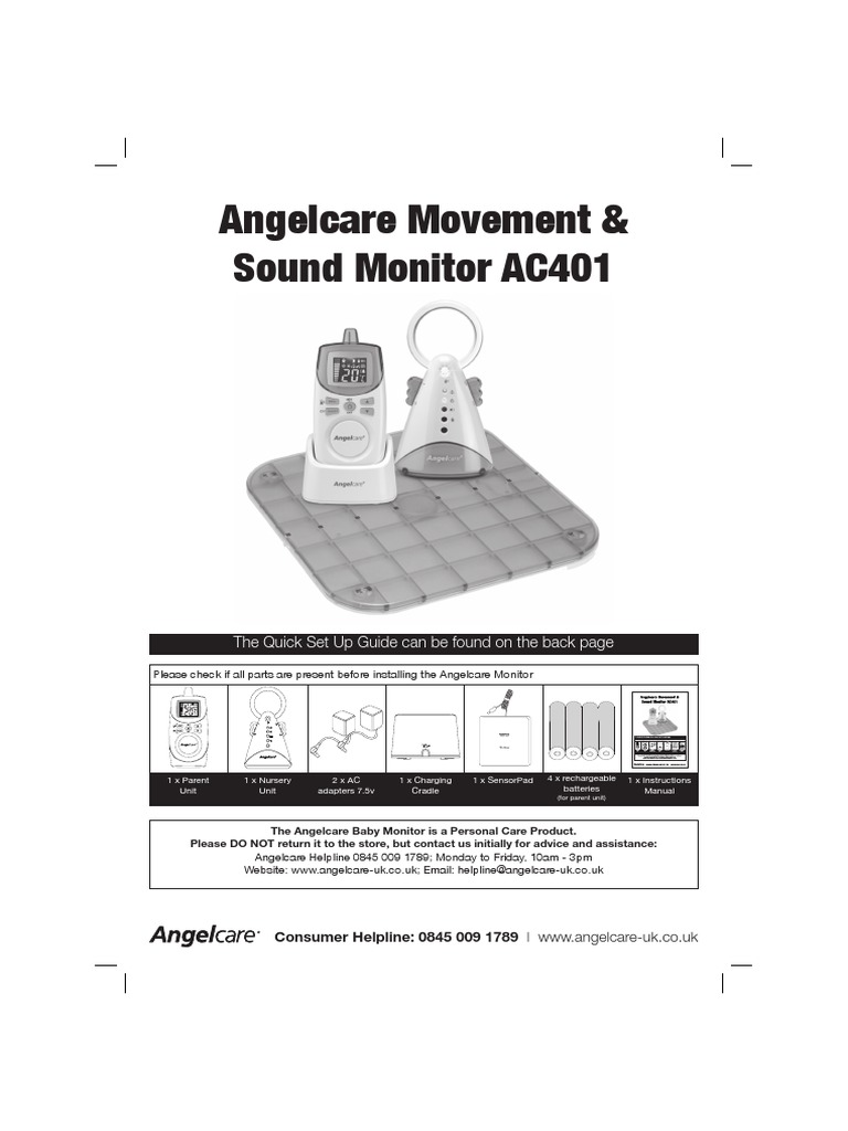 Angelcare Movement and Sound Monitor AC401 PDF | PDF | Battery Charger ...