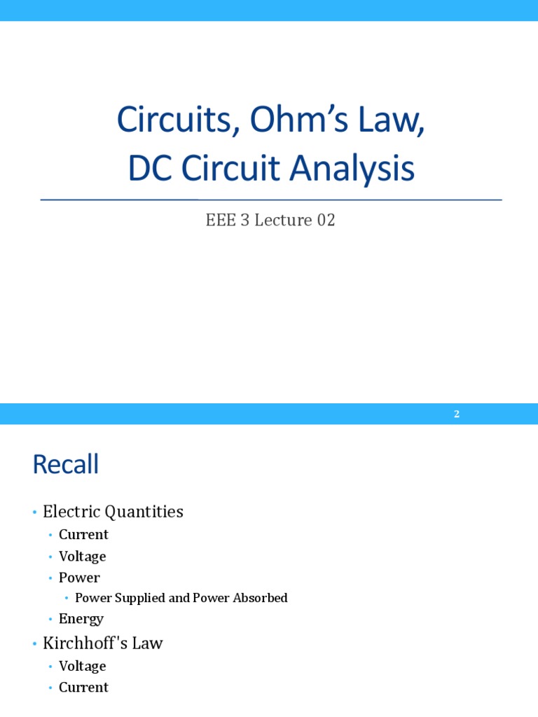 Ohm's Law DC Circuit Analysis | PDF | Electrical Network | Network ...