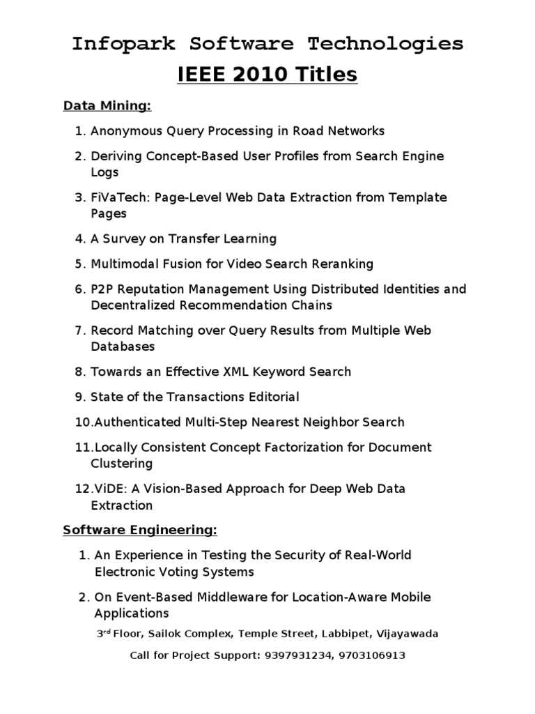 IEEE 2010 Titles | Download Free PDF | Computer Network | Databases