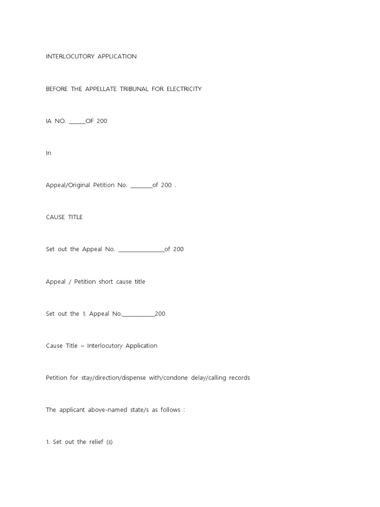 Interlocutory Application for Electricity Tribunal | PDF