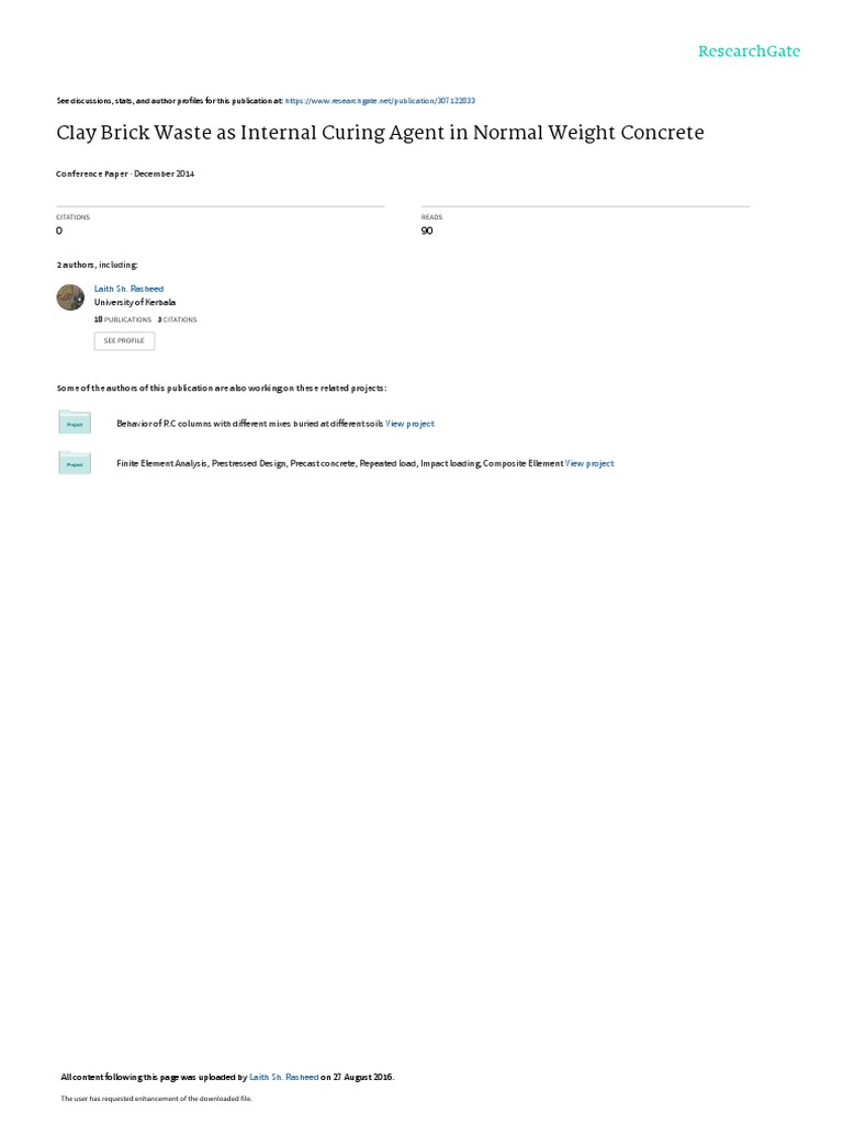 Internal Curing Paper 111 | PDF | Brick | Concrete