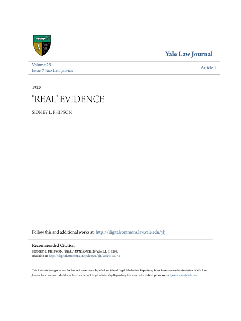Real Evidence | PDF | Evidence (Law) | Circumstantial Evidence