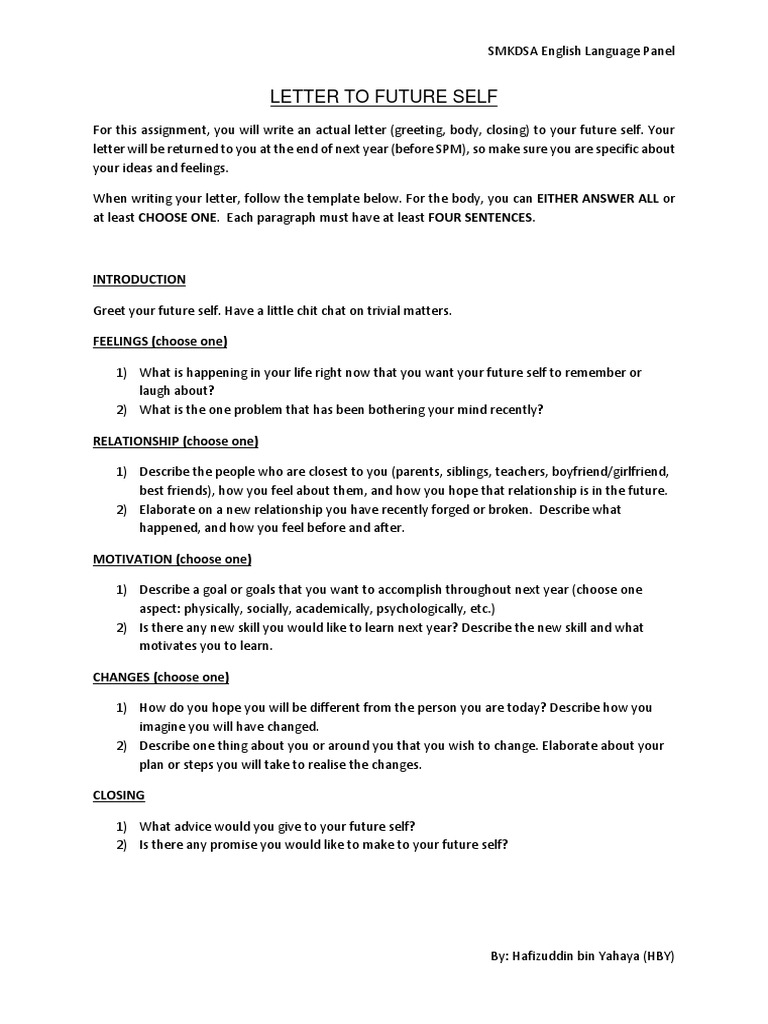 Letter to Future Self Template | PDF