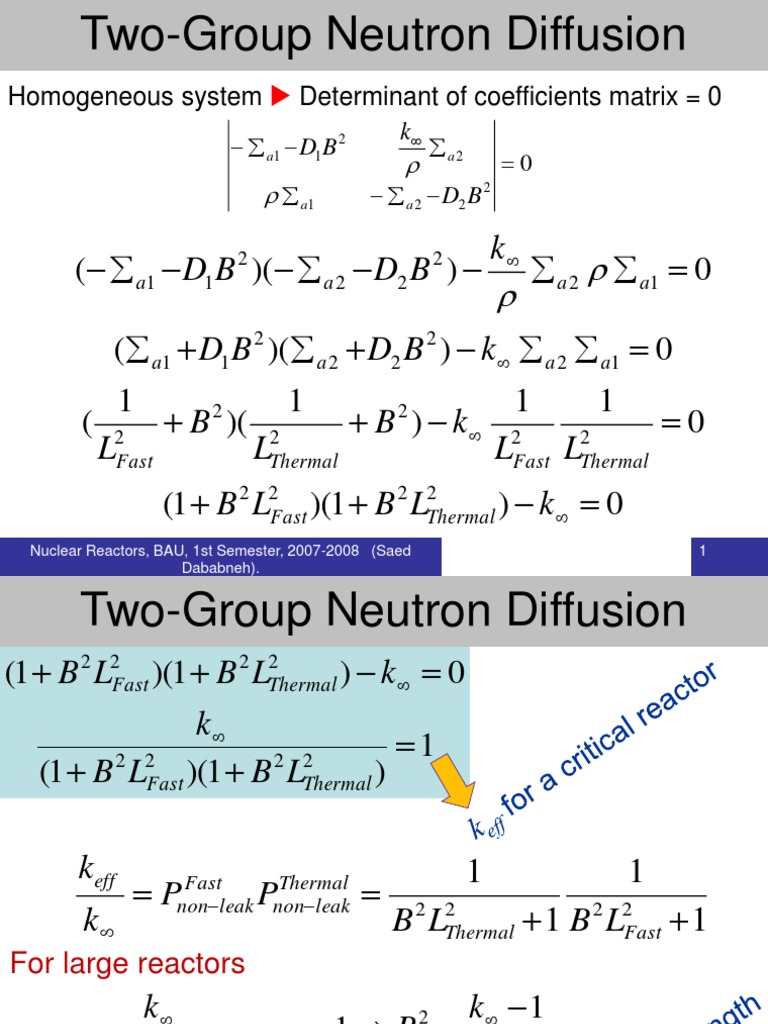 Lecture - 9 Two-Group Neutron Diffusion | PDF | Neutron | Physics