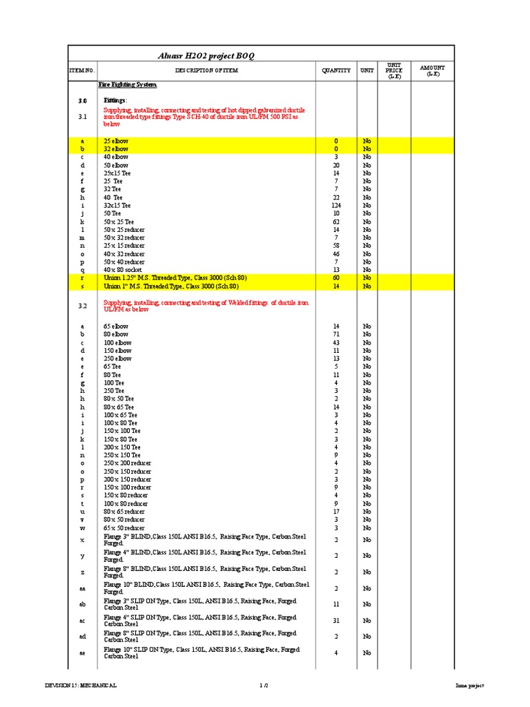 Fittings and Supports MTO-Rev.1 | PDF | Building Engineering | Building ...