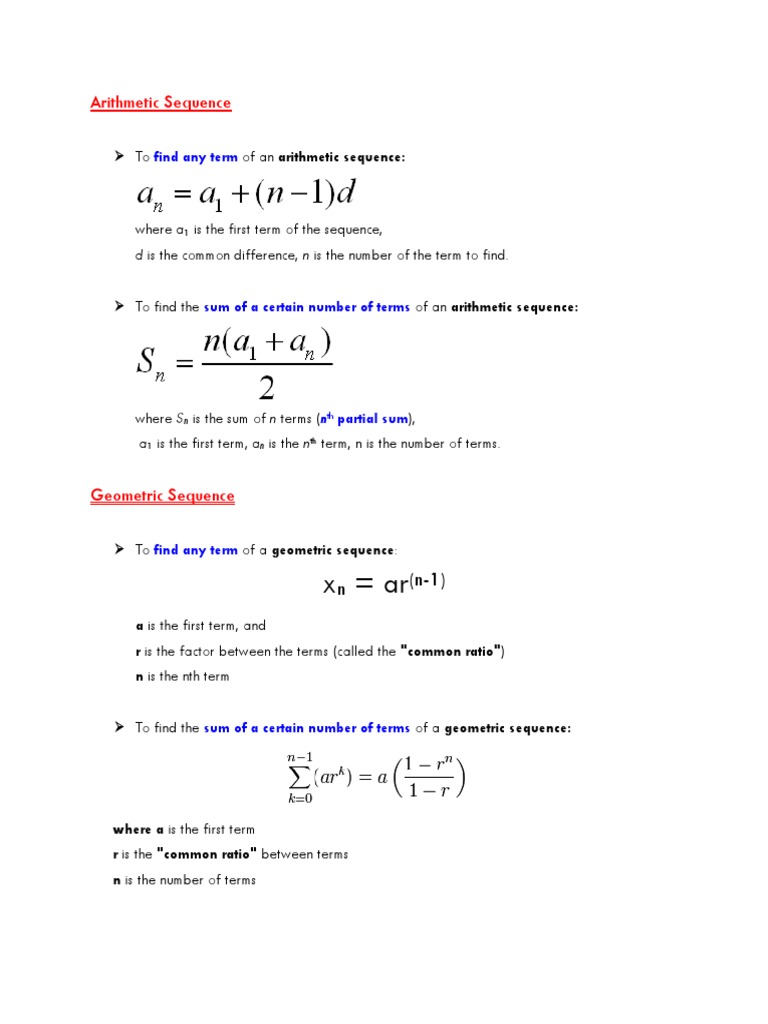 Arithmetic & Geometric Sequence | PDF