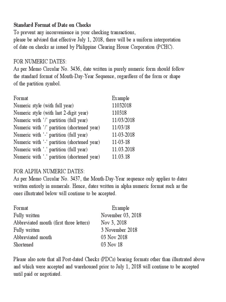 Standard Format of Date On Checks | PDF