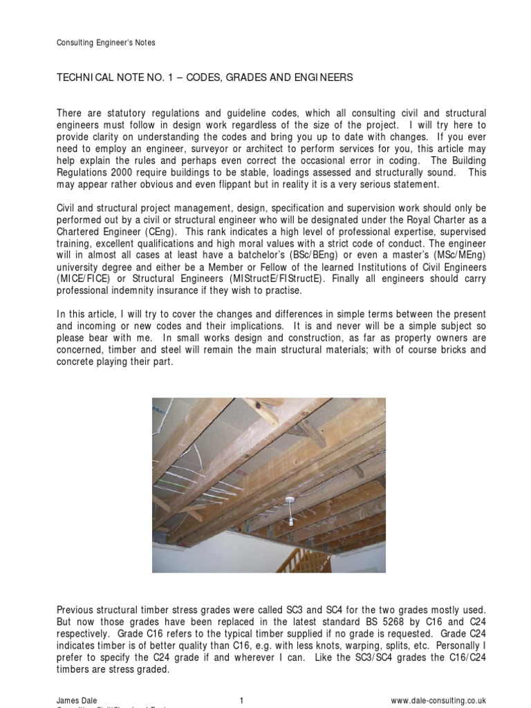 Technical Note No 1 Codes Grades and Engineers | PDF | Lumber | Engineer