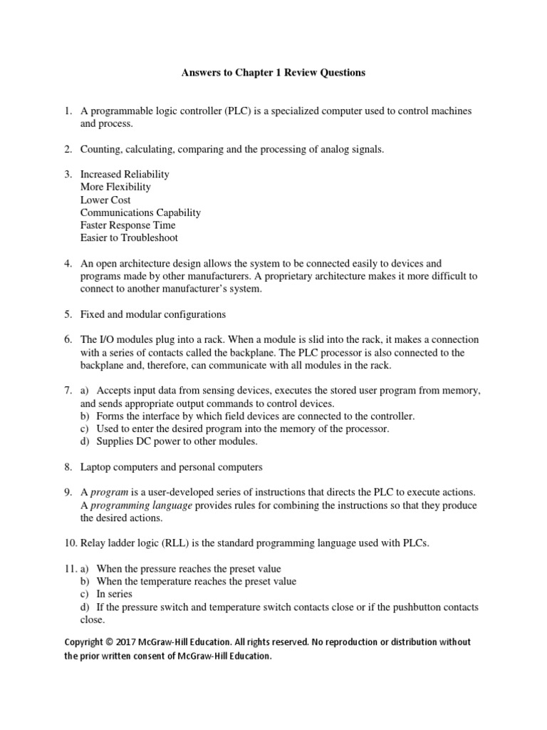 Ch01 Solutions Review Questions | PDF | Programmable Logic Controller ...