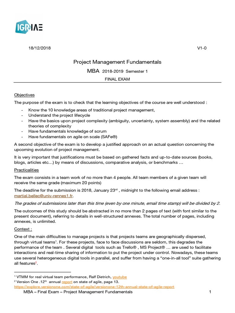 MBA 2018 - Project Management-1 | PDF | Scrum (Software Development ...