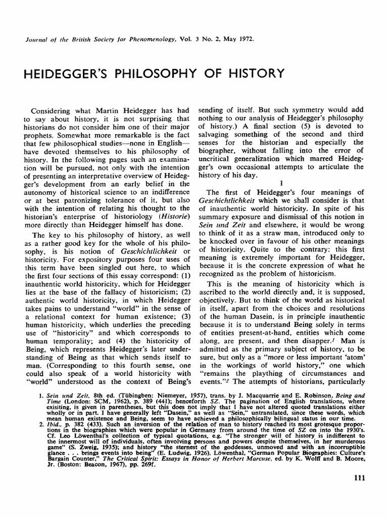 Wren, Heidegger's Philosophy of History PDF | PDF | Martin Heidegger ...