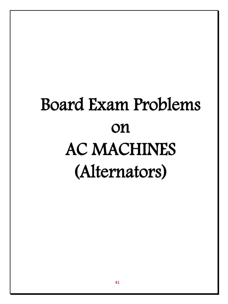 Board Exam Problems On Ac Machines (Alternators) | PDF | Volt ...