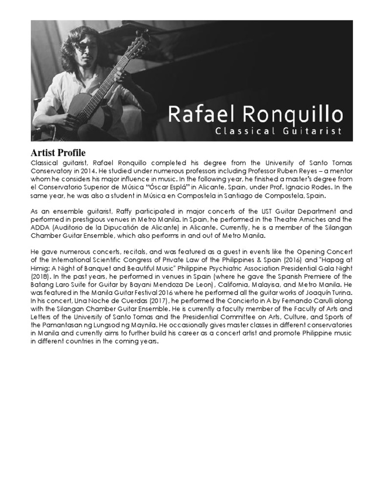 Rafael Ronquillo Artist Profile SHORT PDF | PDF