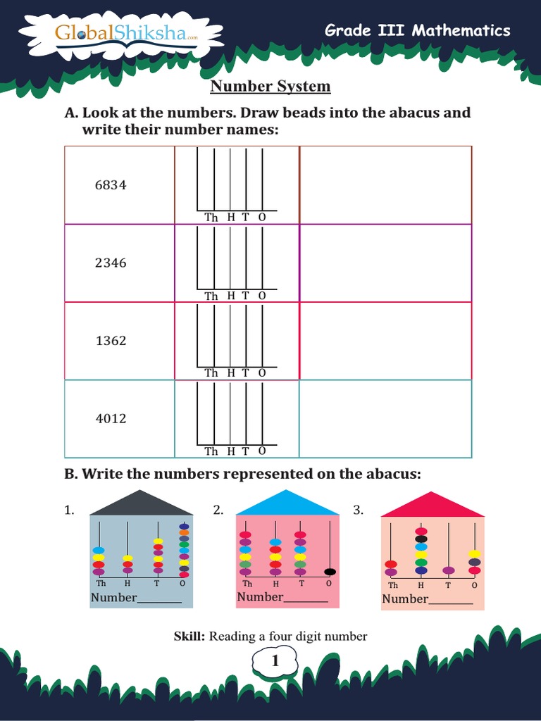 Grade 3 Abacus Numbers Worksheet | PDF | Teaching Mathematics