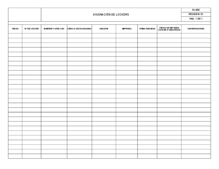 SL - 002 Formato Asignacion de Lockers | PDF