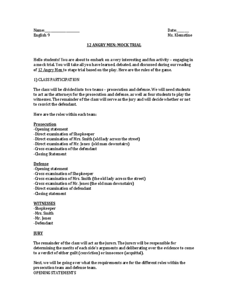 Mock Trial | PDF | Witness | Prosecutor