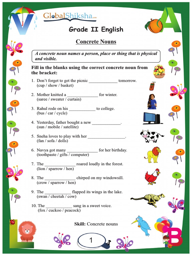 English Worksheets For Grade 2
