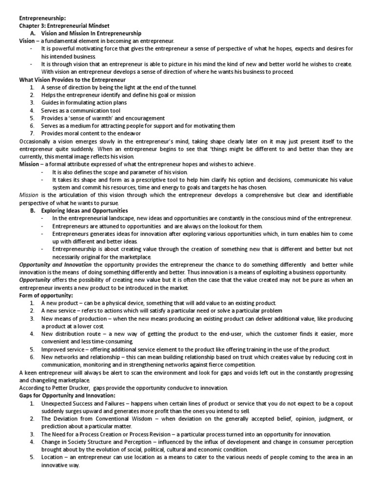 Chapter 3 - Entrepreneurial Mindset | PDF | Entrepreneurship | Business ...